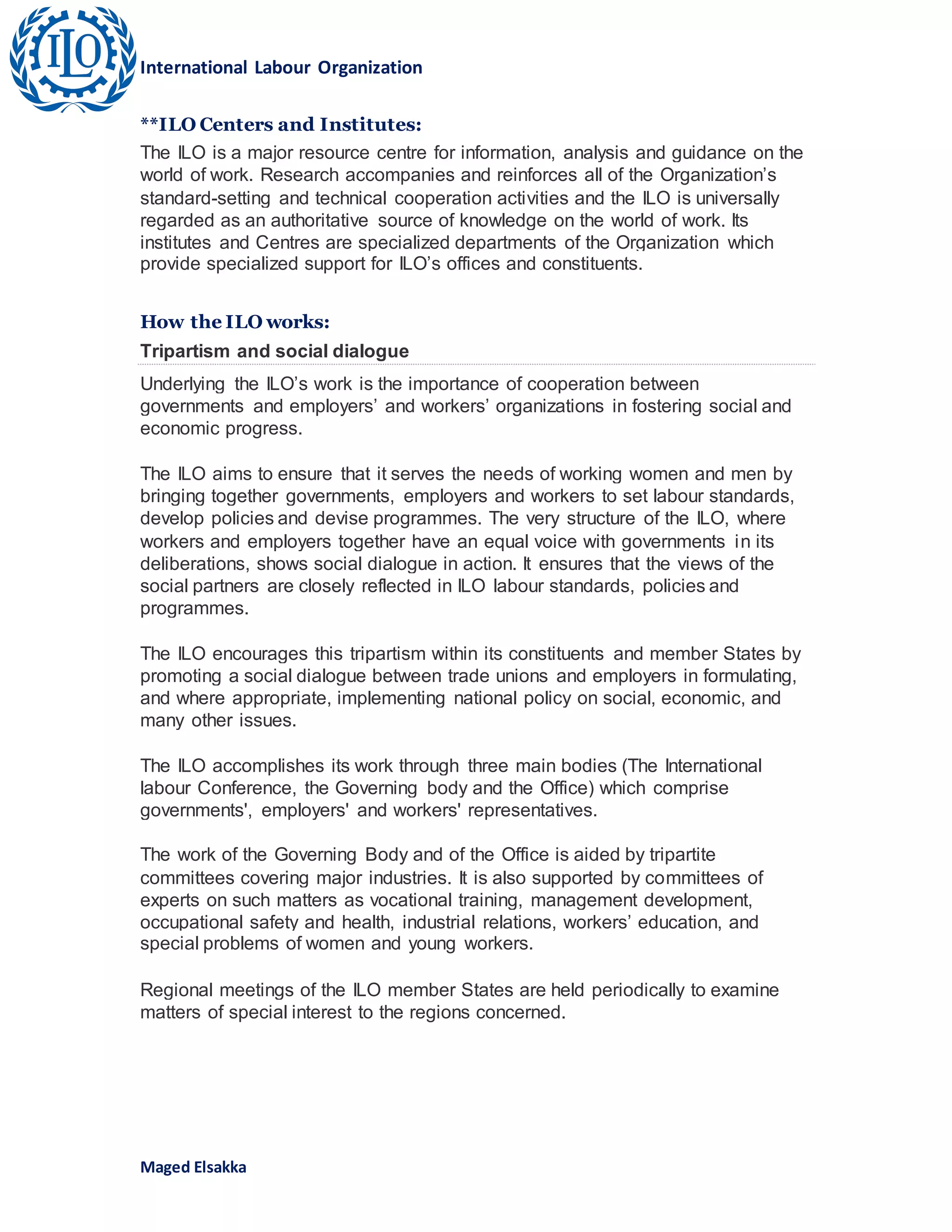 Inernational labour organization by Maged Elsakka | DOCX | Business ...