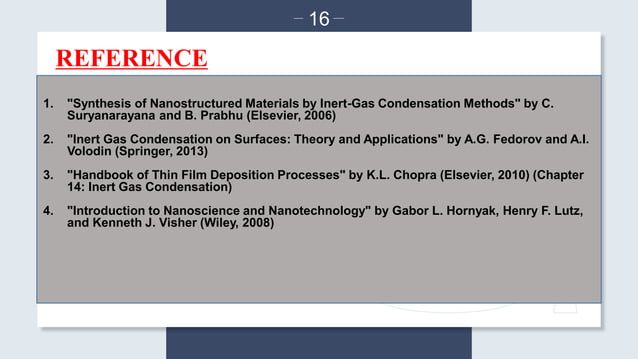 inert gas condensation synthesis of nanomaterial in physical method | PPTX | Chemistry | Science
