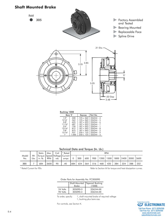 Inertia dynamics shaftmtdbrake305_specsheet | PDF | Auto Type | Automotive