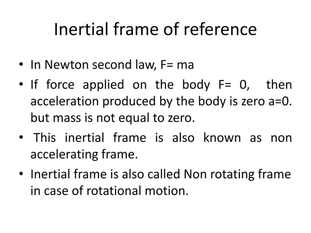 Inertial frame of reference | PPTX | Physics | Science
