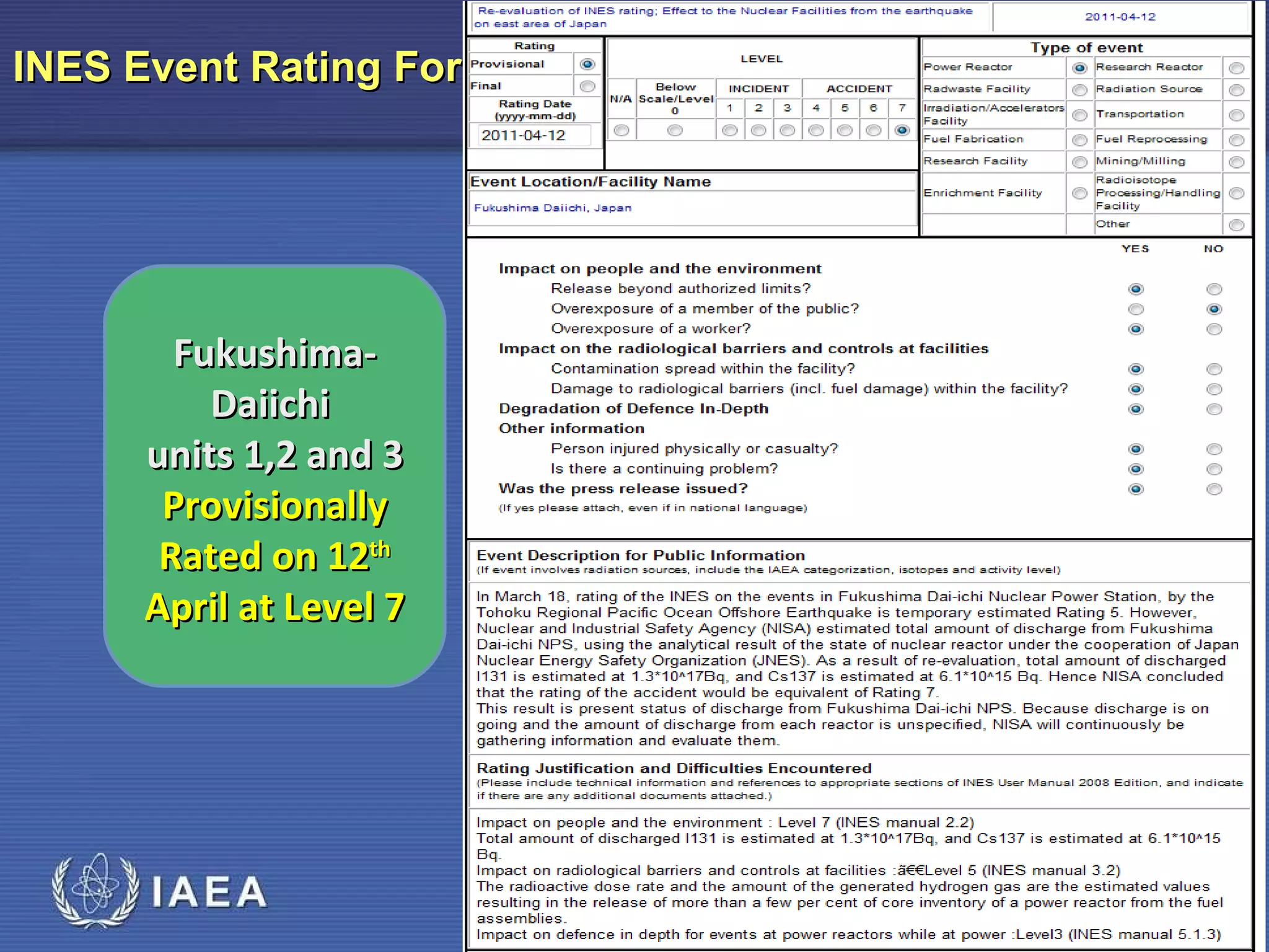 International Nuclear and Radiological Event Scale (INES) - 12 April ...