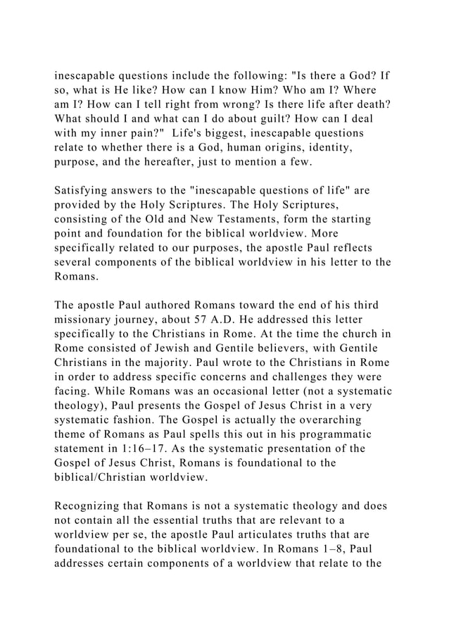 inescapable questions include the following Is there a God If so,.docx