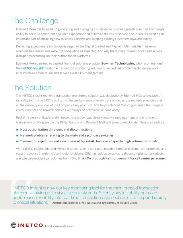Edenred - Reducing Customer Complaints by 40% with INETCO Insight | PDF