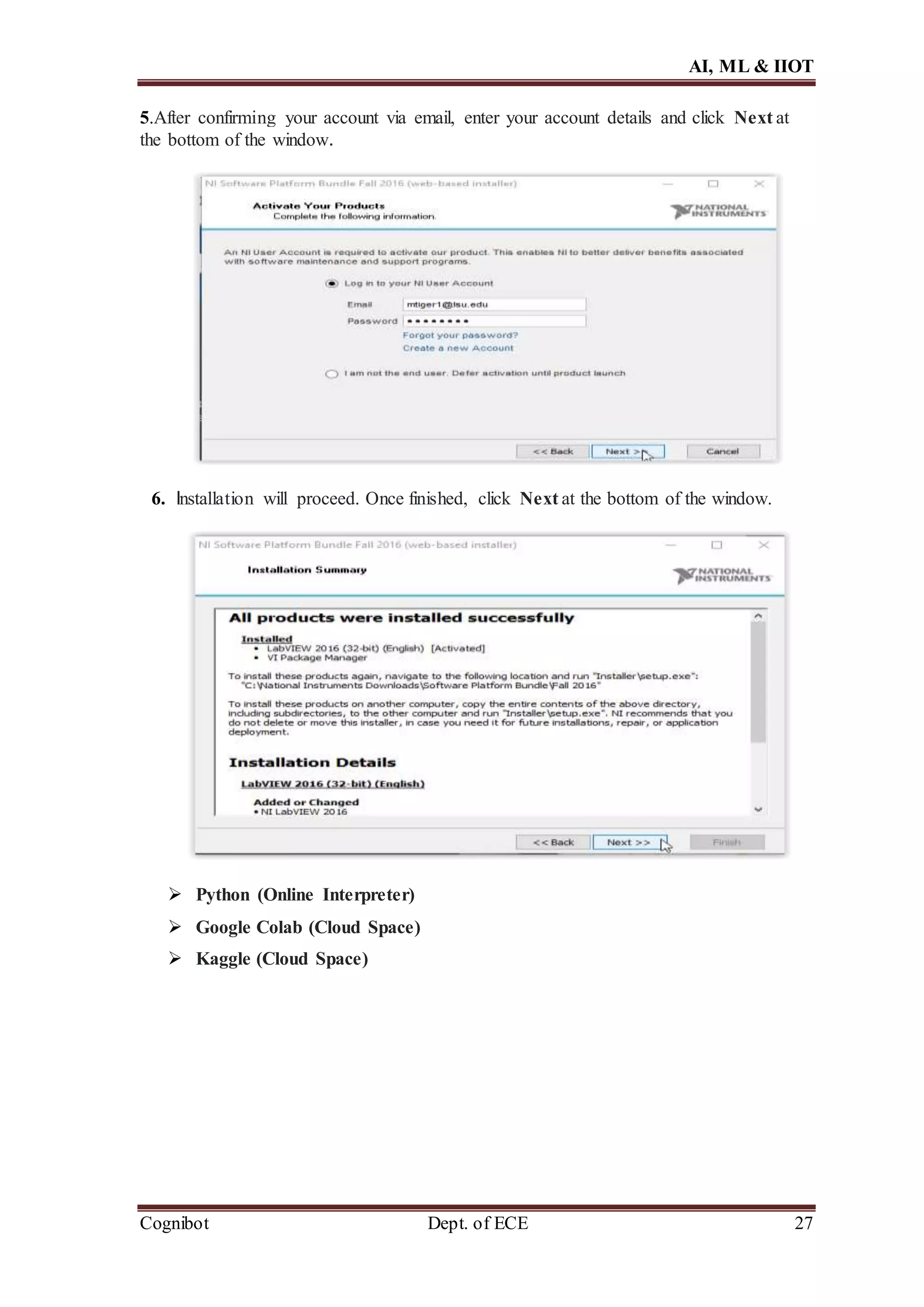 Internship report on AI , ML & IIOT and project responses full docs | DOCX