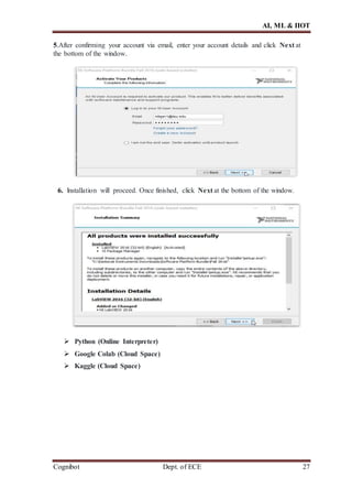 Internship report on AI , ML & IIOT and project responses full docs | DOCX