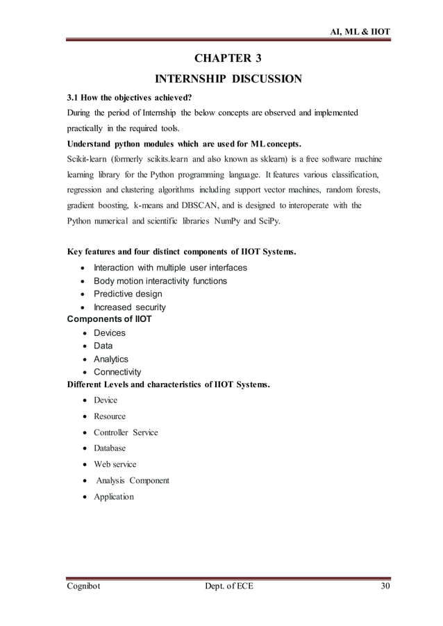 Internship Report On Ai Ml And Iiot And Project Responses Full Docs