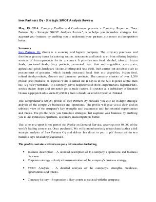 Inex partners oy strategic swot analysis review