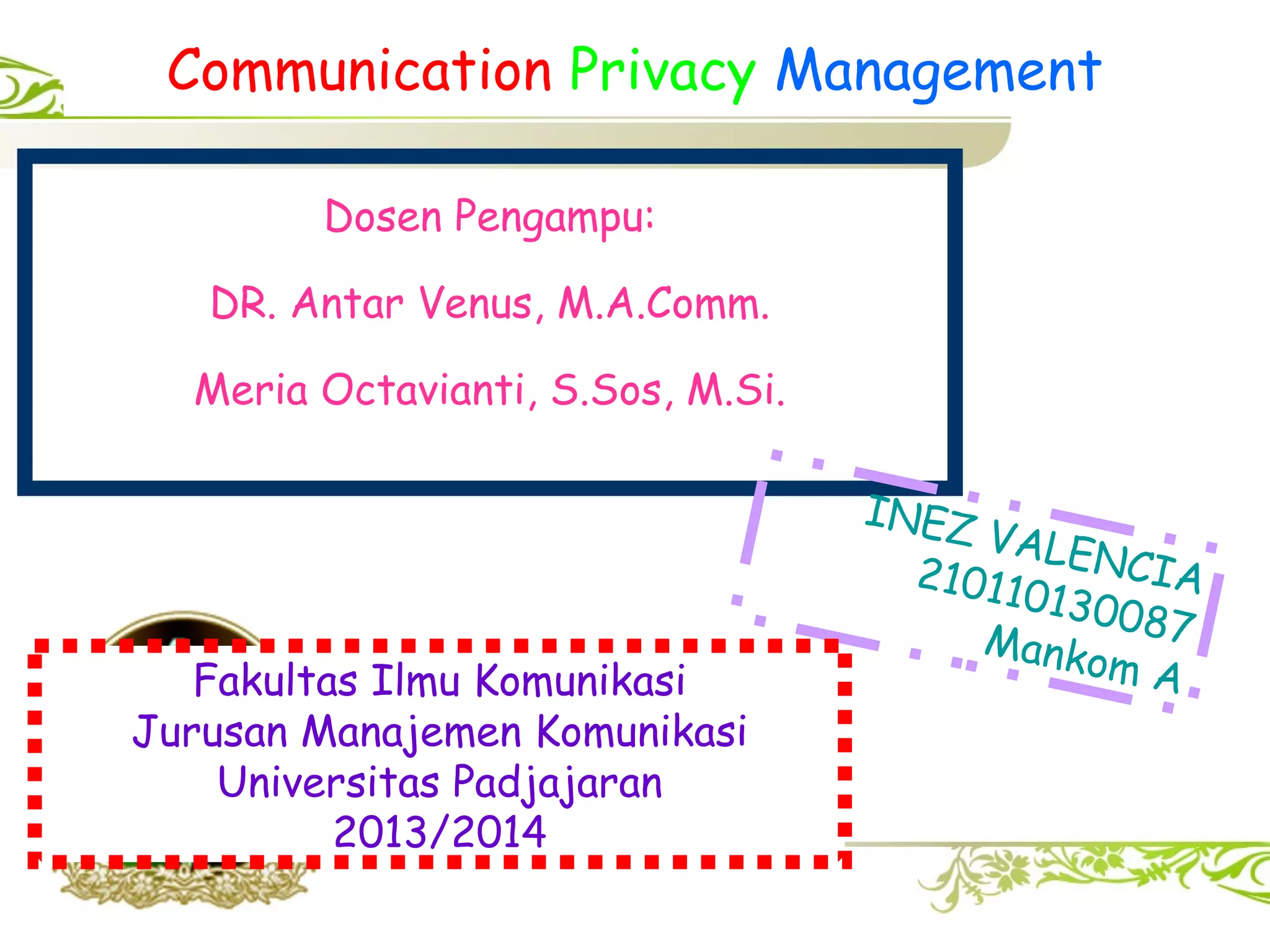 Communication privacy management | PPT