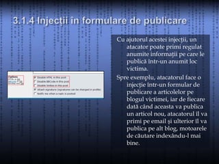 Injectii in formulare | PPTX