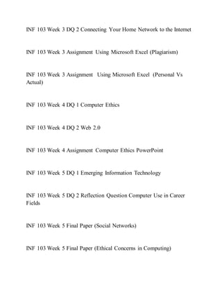 INF 103 Future Our Mission/newtonhelp.com
