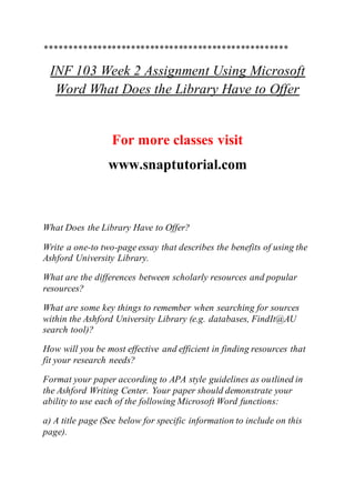 INF 103 Effective Communication - snaptutorial.com