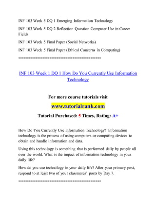 INF 103 Effective Communication/tutorialrank.com