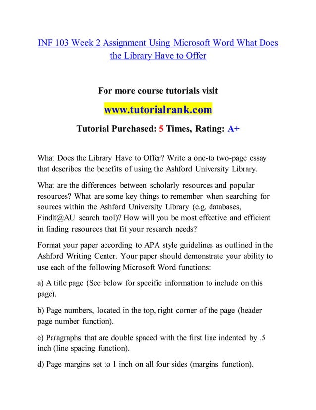 INF 103 Effective Communication/tutorialrank.com