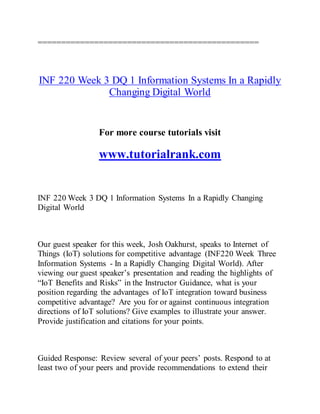 INF 220 Inspiring Innovation/tutorialrank.com