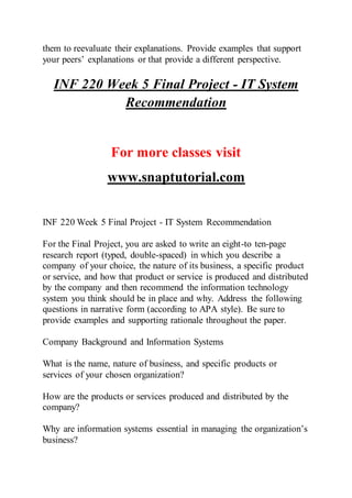 INF 220 Education Organization - snaptutorial.com
