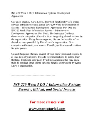 Inf 220 Education Specialist -snaptutorial.com