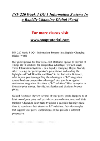 Inf 220 Education Specialist -snaptutorial.com