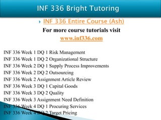 INF 336 Bright Tutoring/inf336.com