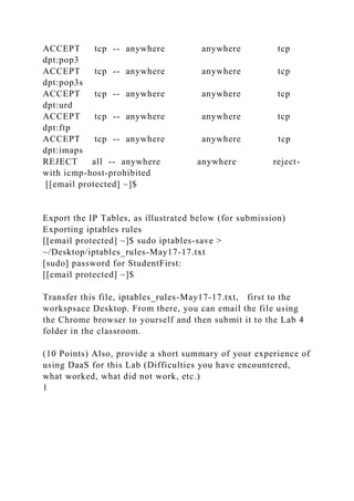 INFA 620Laboratory 4 Configuring a FirewallIn this exercise.docx
