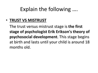 Infancy and Pre School Child behaviour in psychology | PPT