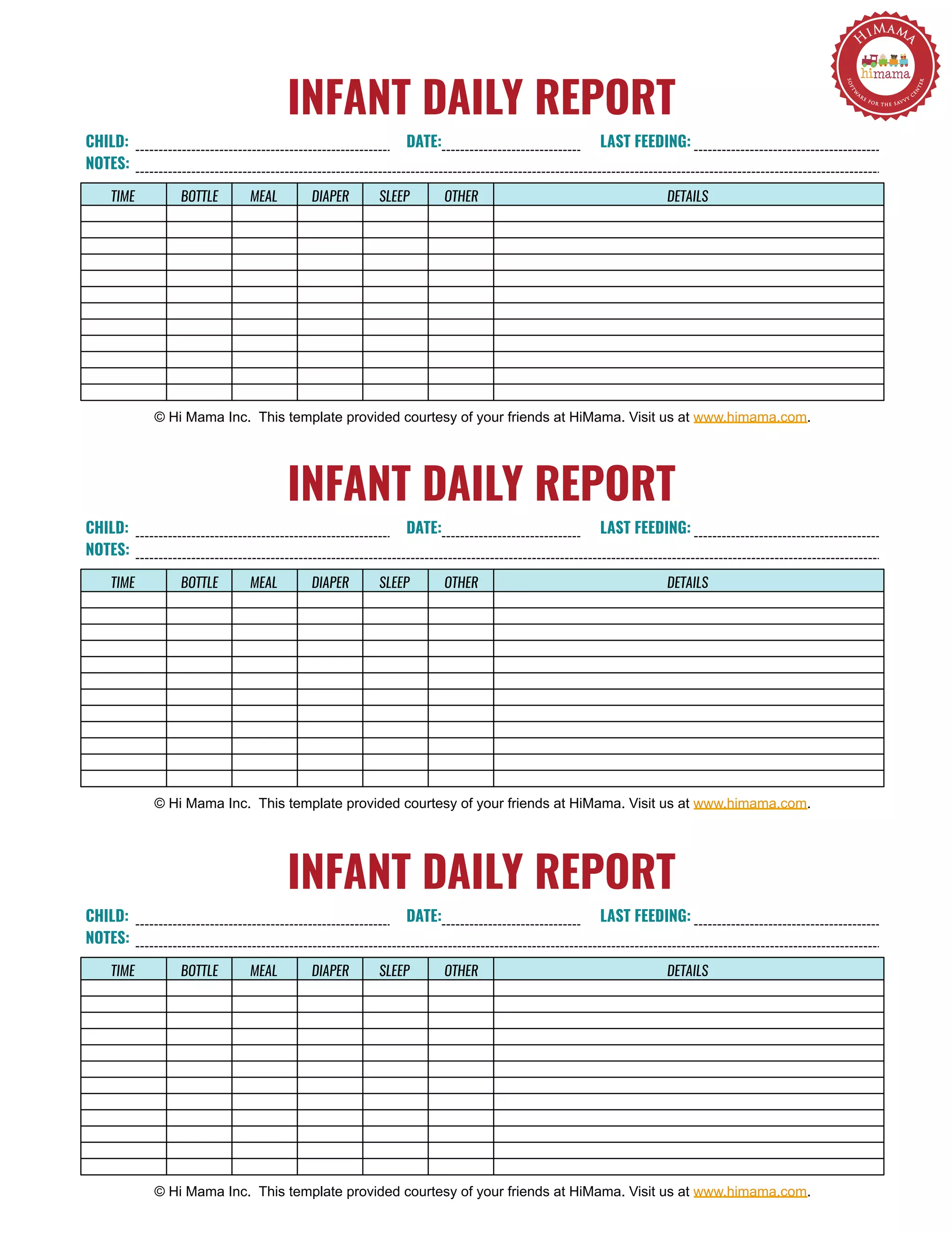Infant Daily Sheet | PDF
