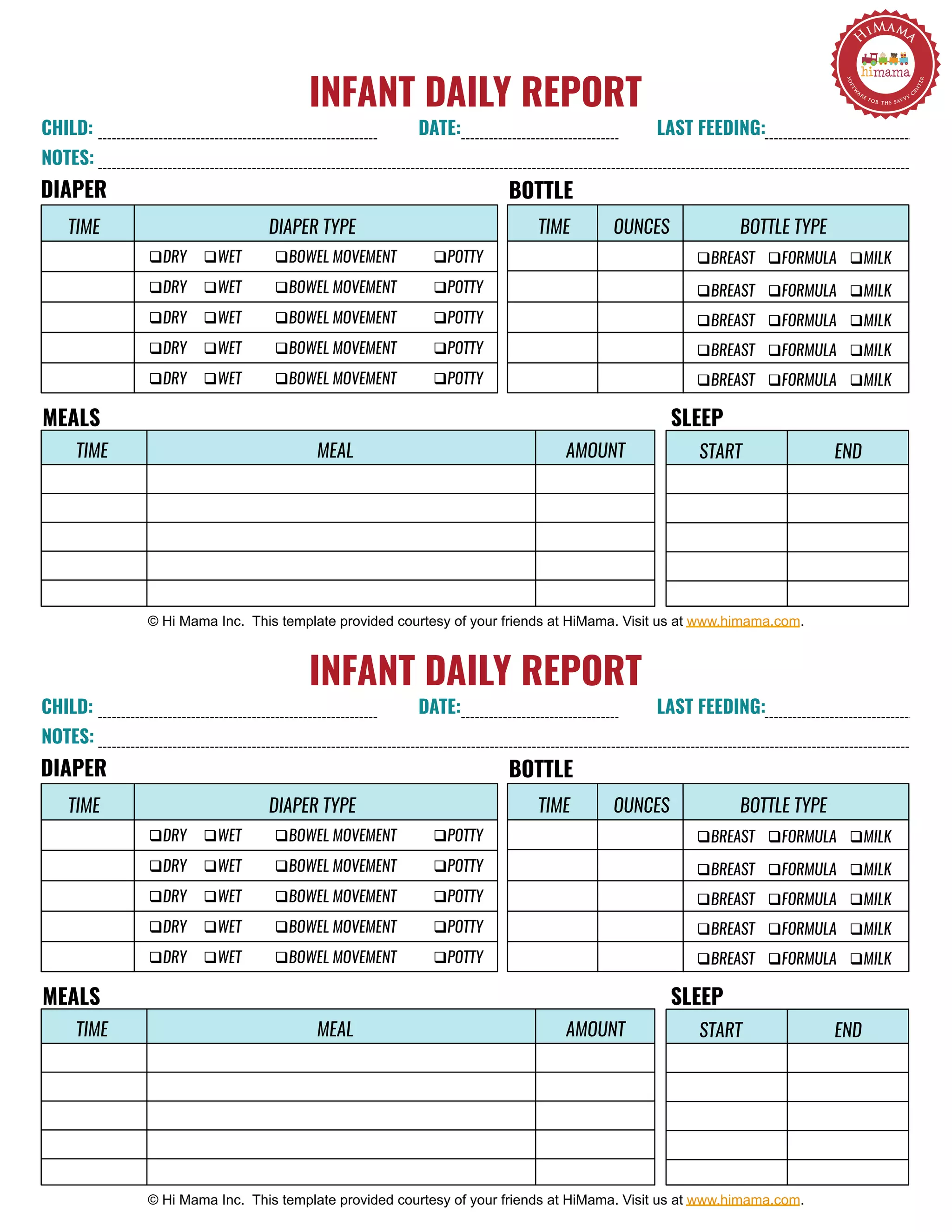 Infant daily-reports-2 | PDF