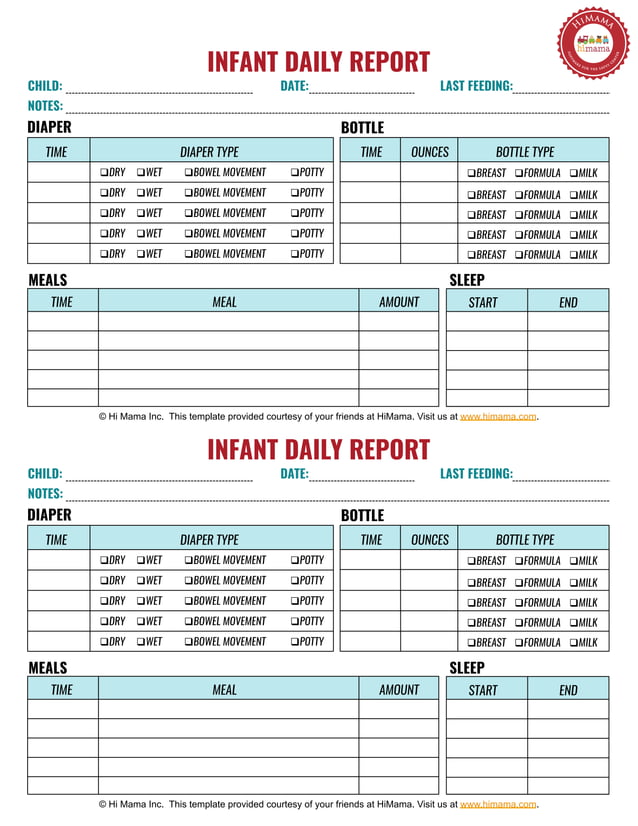 Infant daily-reports-2 | PDF