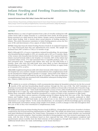 Infant Feeding And Feeding Transitions During The First Year Of Life | PDF