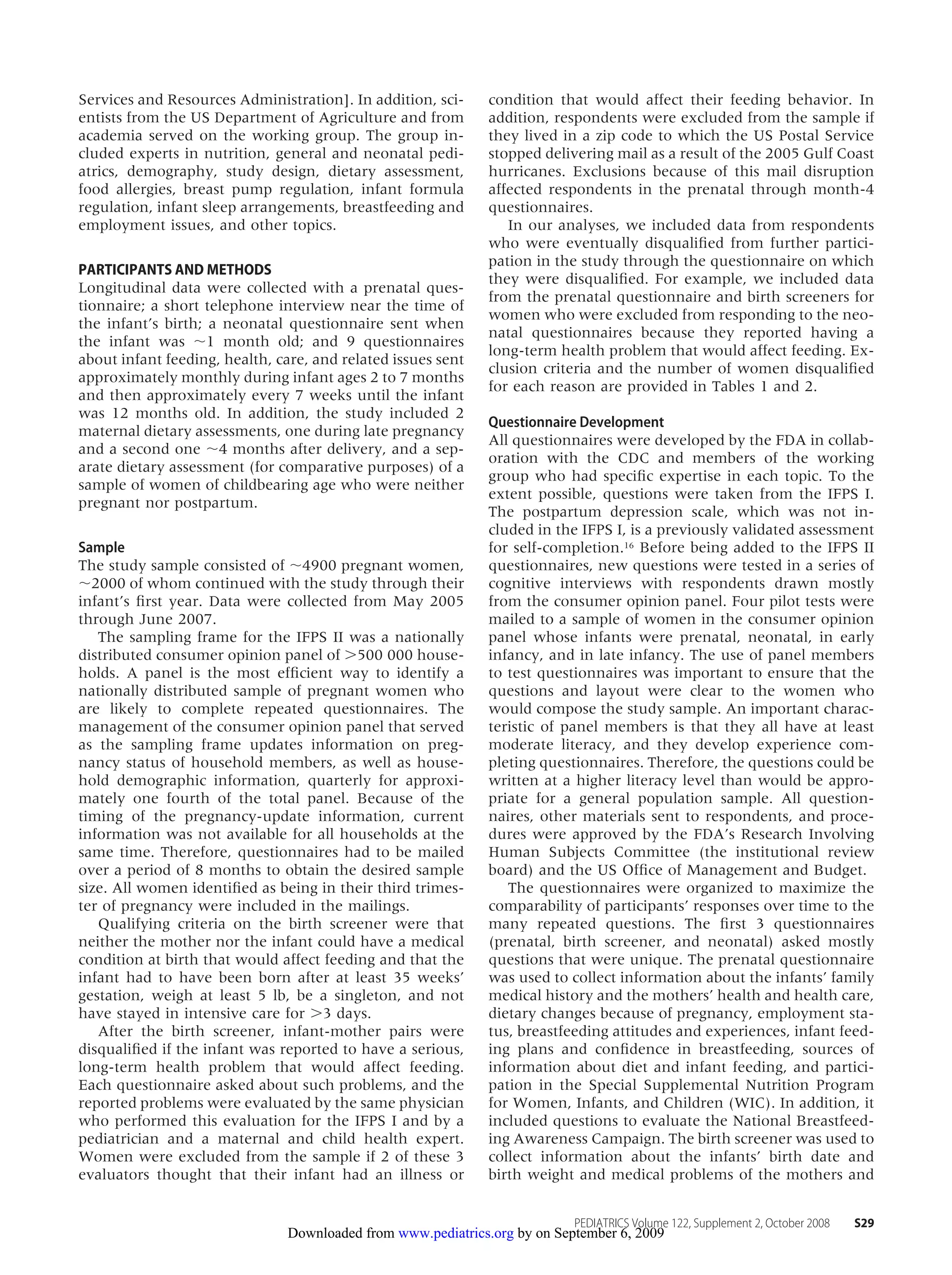Infant Feeding Practices Study Ii Study Methods | PDF
