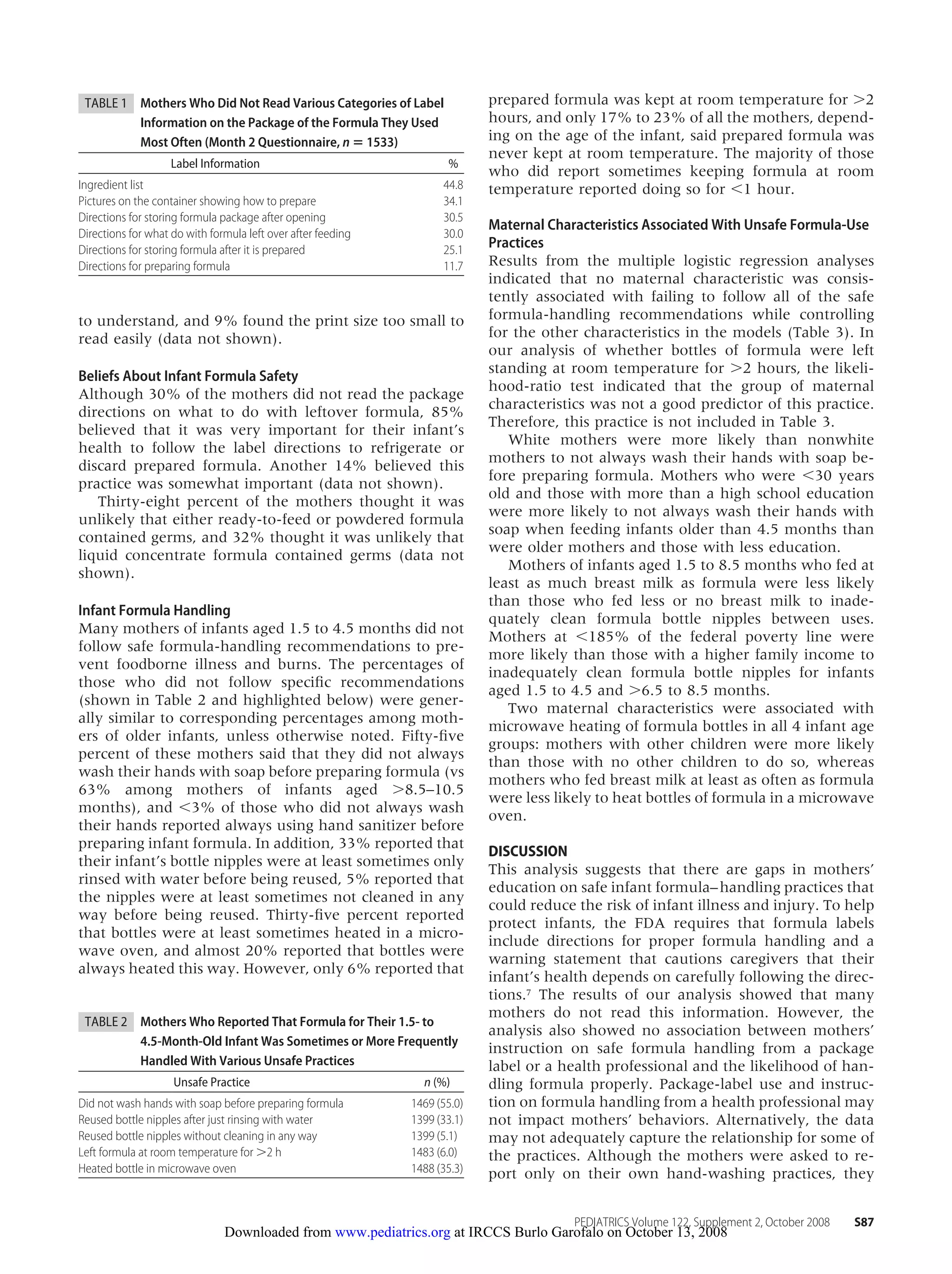 Infant Formula Handling Education And Safety | PDF