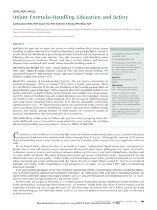 Infant Formula Handling Education And Safety | PDF | Parenting Babies ...