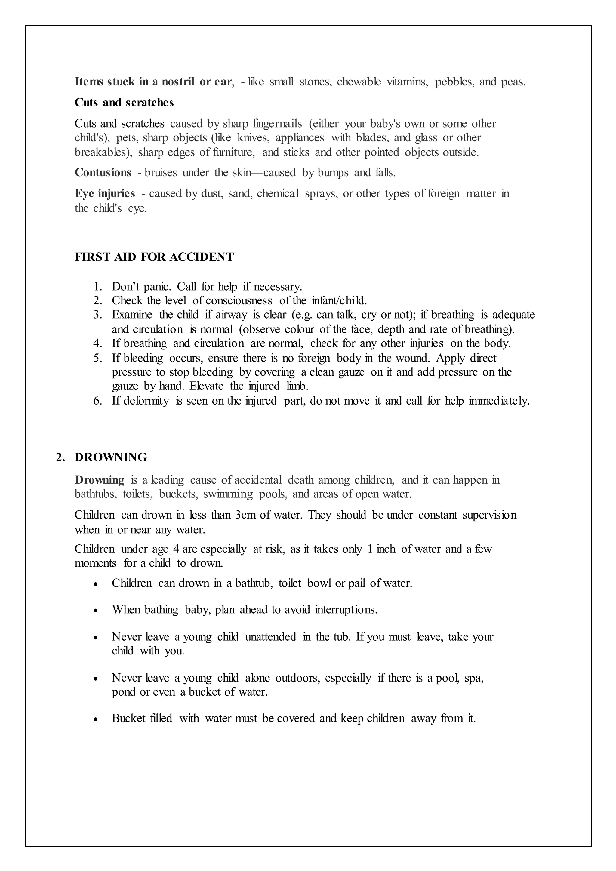 INFANT SAFETY AND PREVENTION OF ACCIDENTS | DOCX