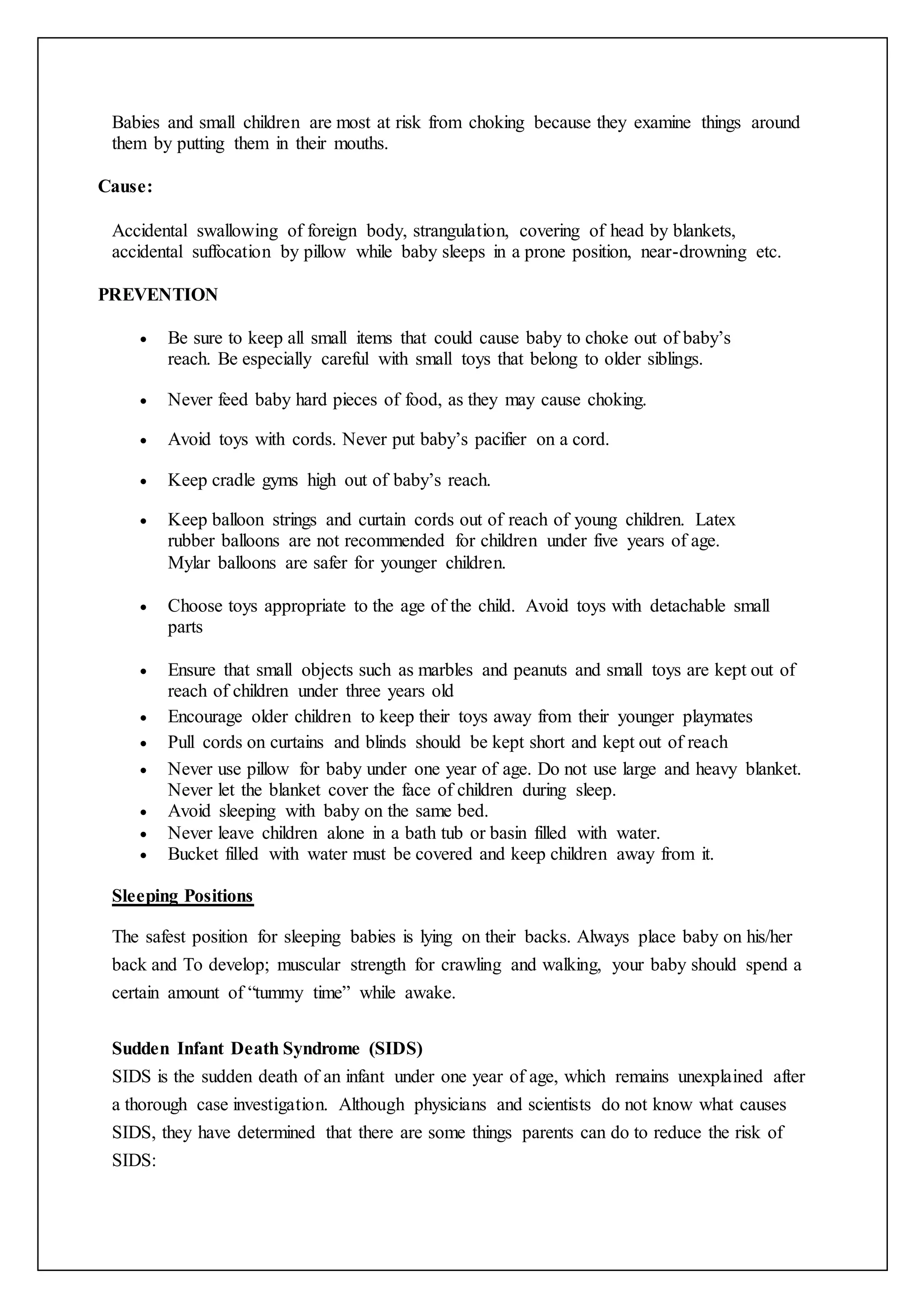 INFANT SAFETY AND PREVENTION OF ACCIDENTS | DOCX