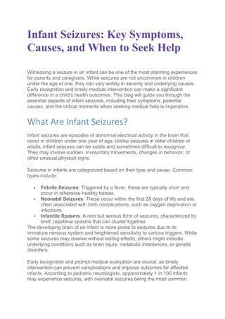 Infant Seizures: Key Symptoms and Causes | DOCX