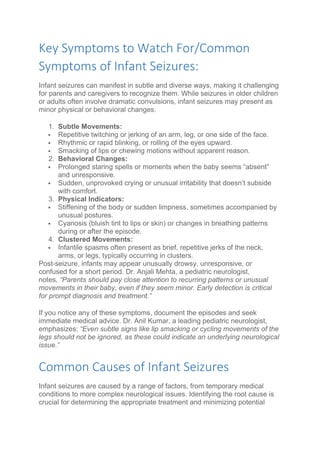 Infant Seizures: Key Symptoms and Causes | DOCX