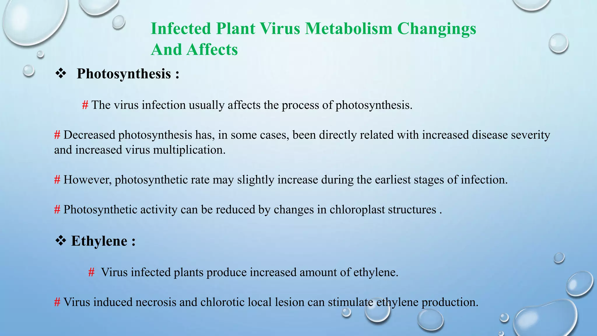 Infected plant virus metabolism and affects | PPTX
