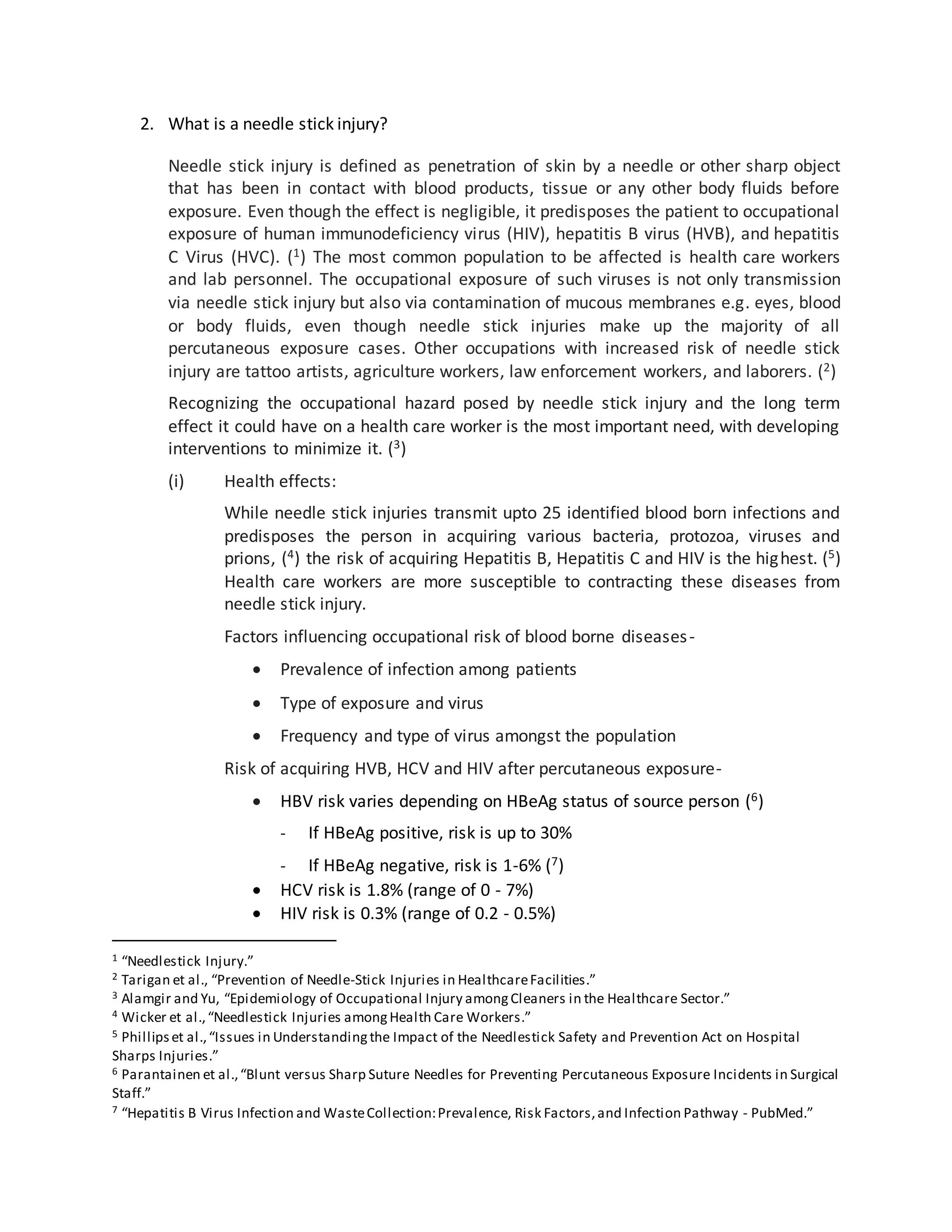 Postexposure prophylaxis after needle sticks injury | DOCX
