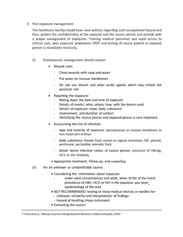 Postexposure prophylaxis after needle sticks injury | DOCX | Infectious ...