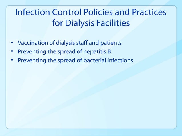 Infection prevention-dialysis-settings | PPT | Infectious Diseases ...