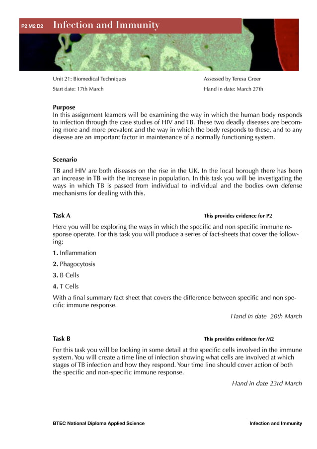 Infection And Immunity Assignment | PDF