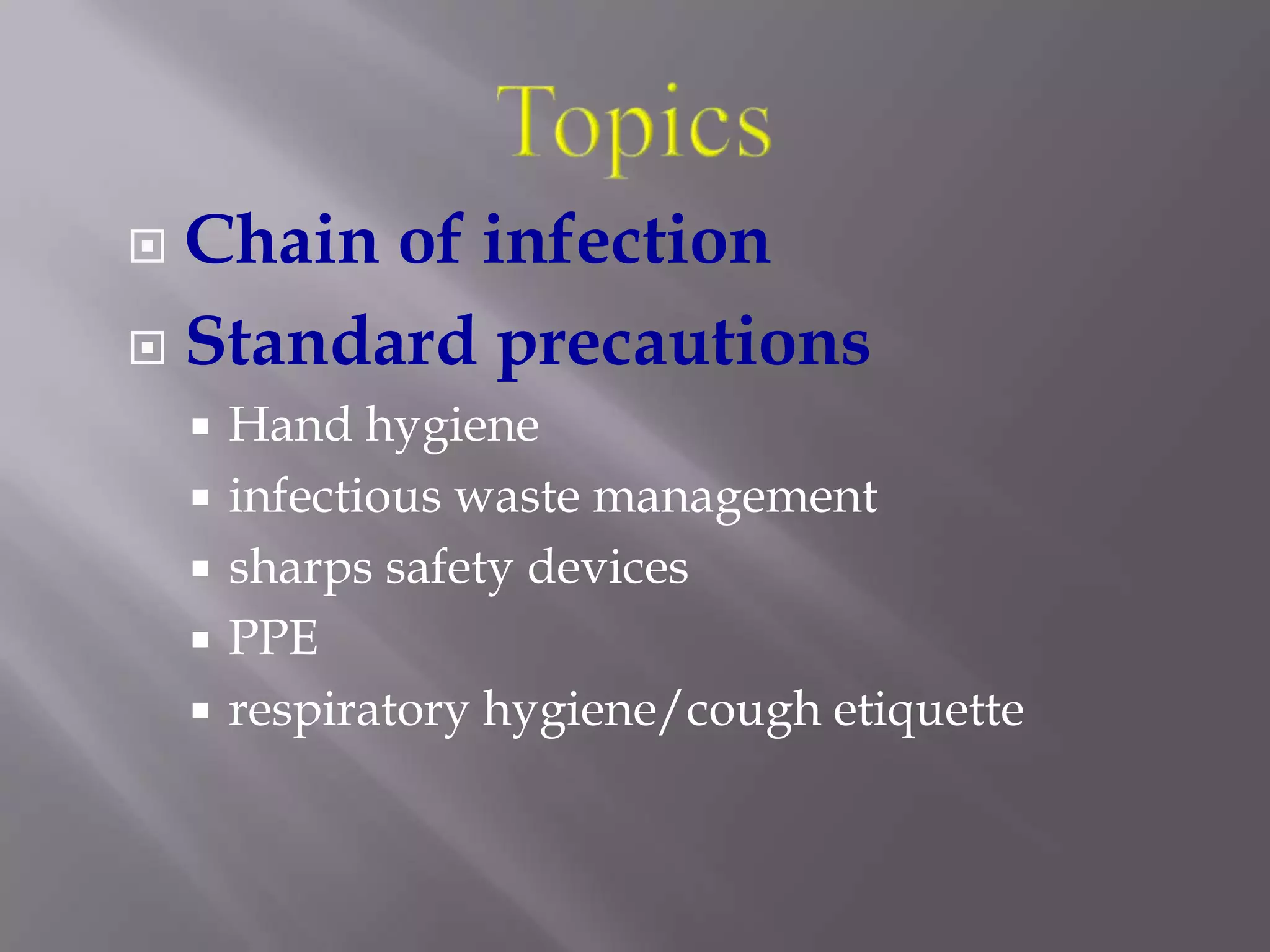 standard precautions for infection control measures by Ahmed elashry | PPTX