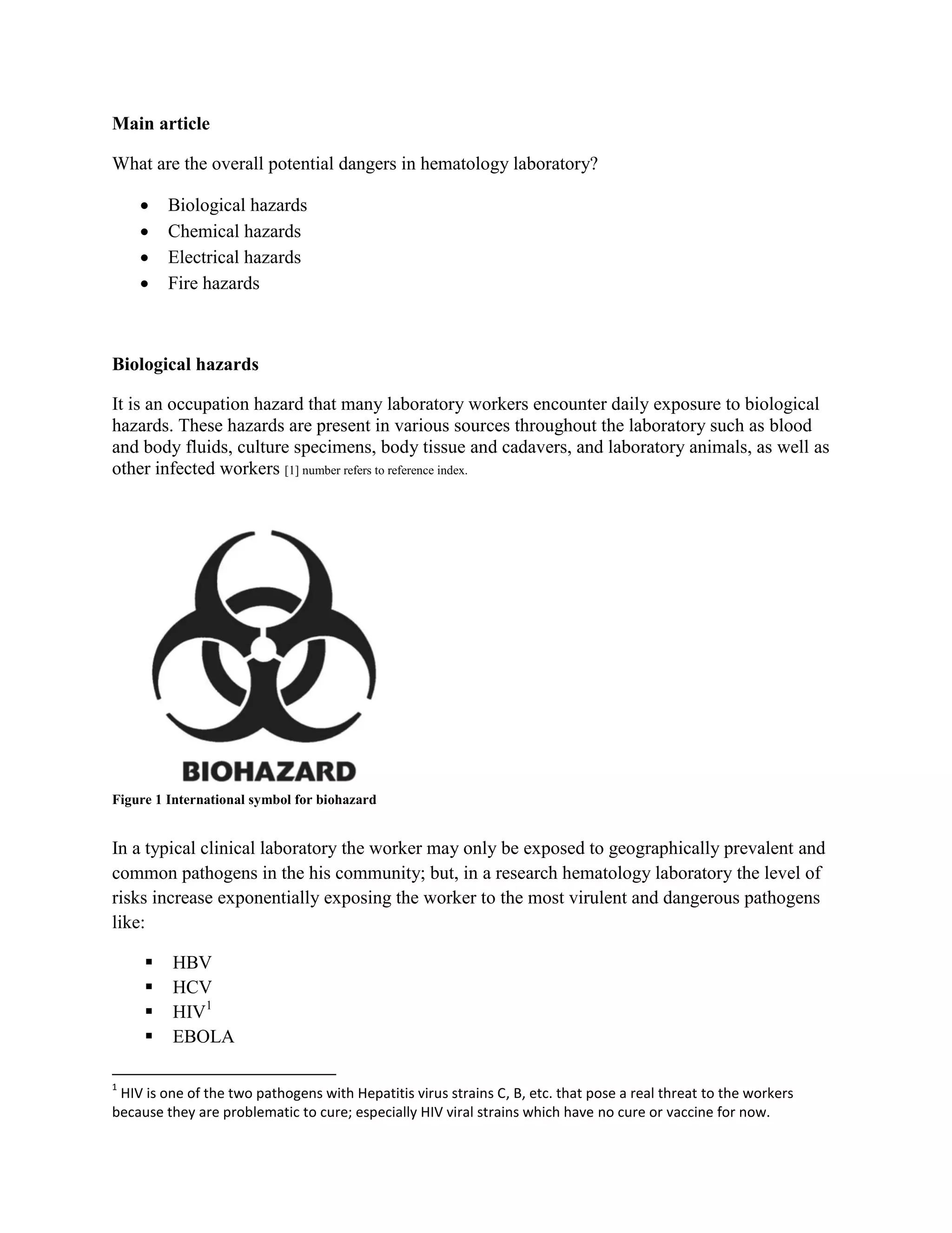 Safety and Infection control in hematology laboratory | PDF