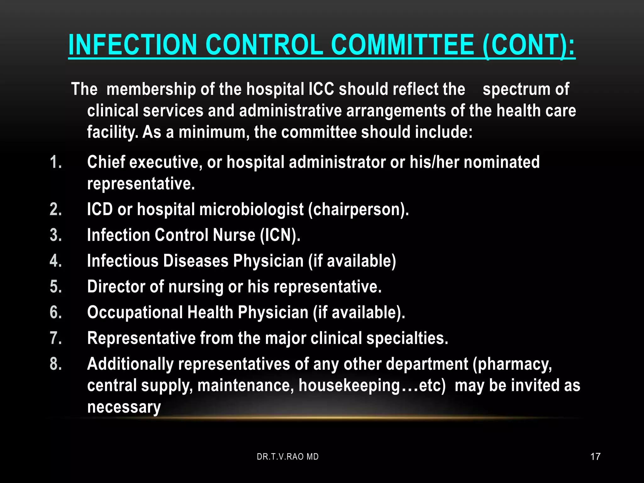 Infection control committee.pptx | Infectious Diseases | Diseases and ...