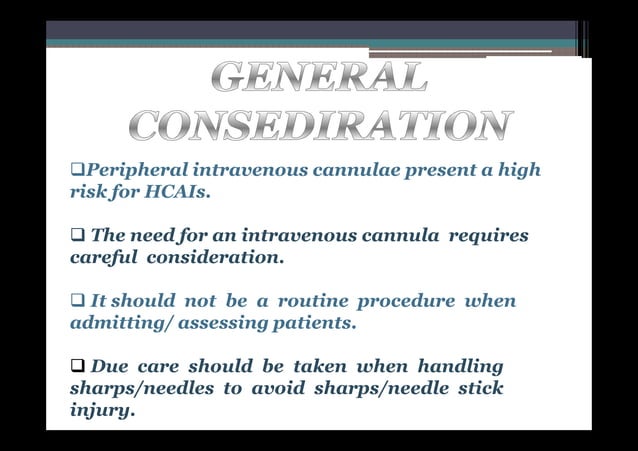 Infection control guidelines for Prevention of Peripheral Venous ...