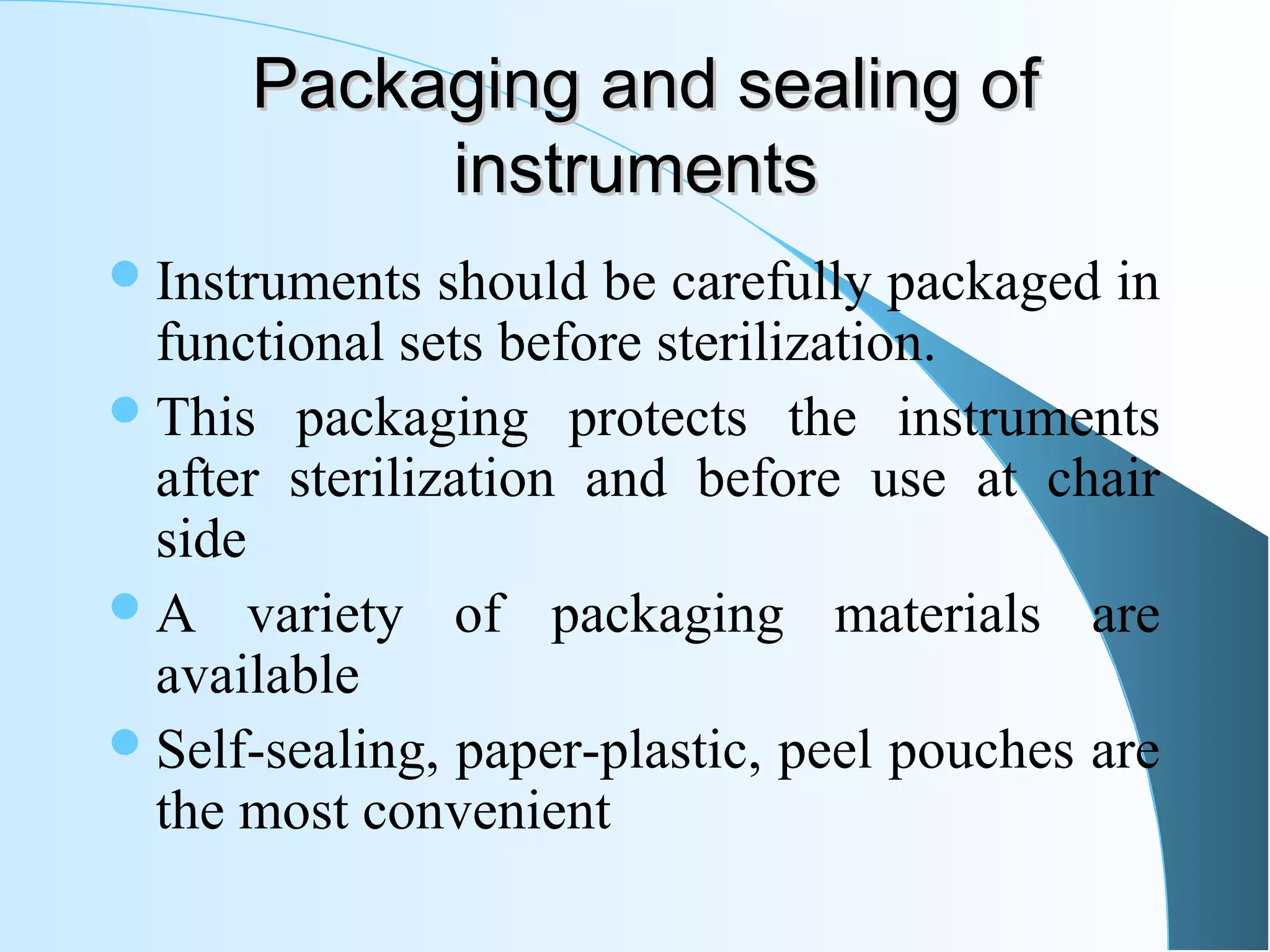 Infection control in dental clinic and management of sterile and ...