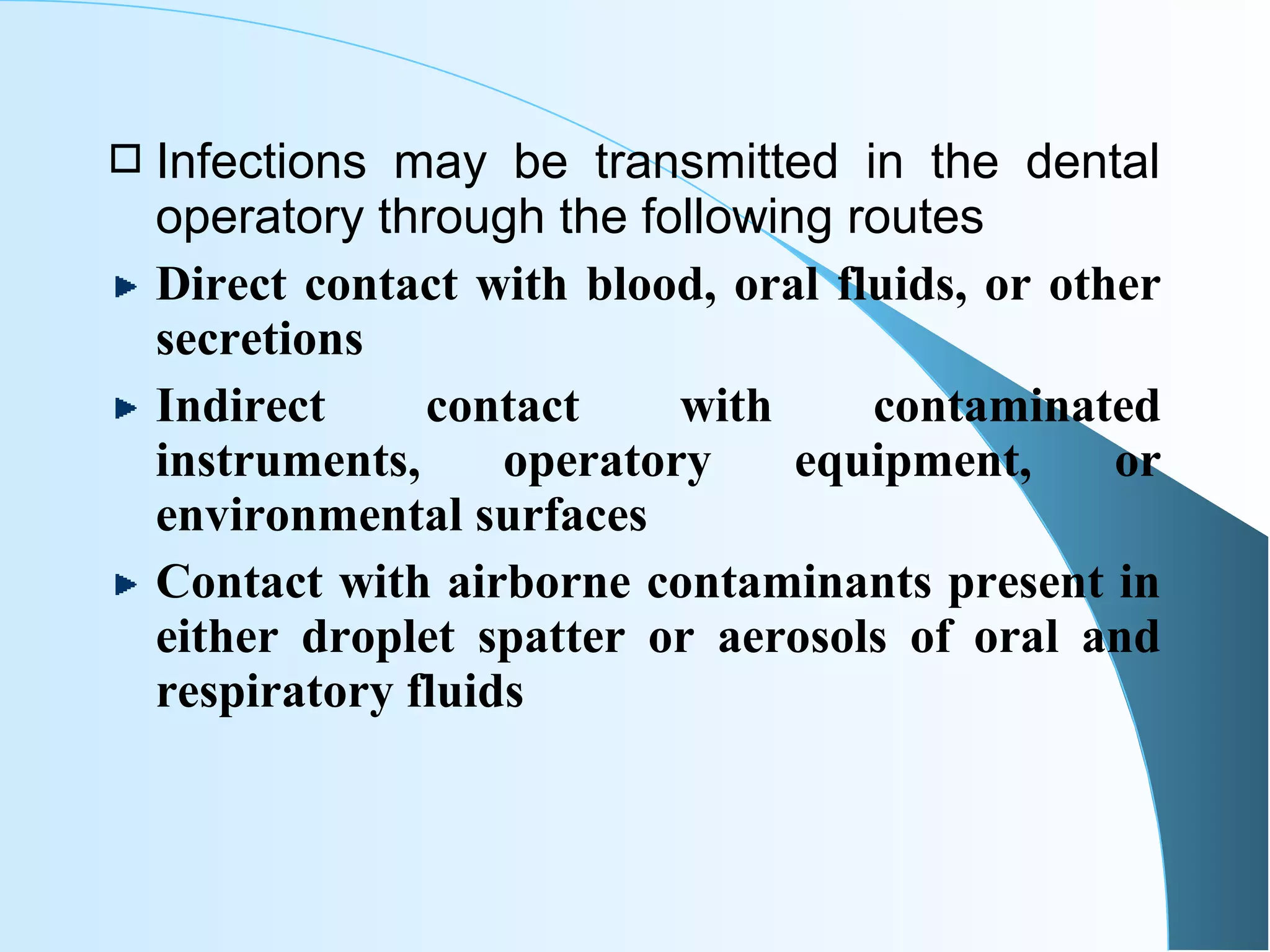 Infection control in dental clinic and management of sterile and ...