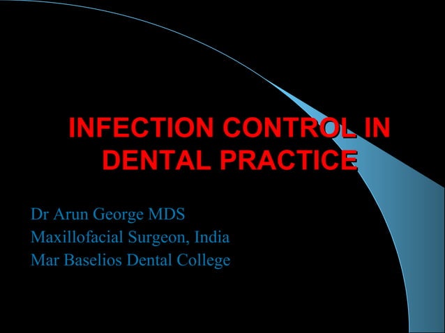 Infection control in dental clinic and management of sterile and ...