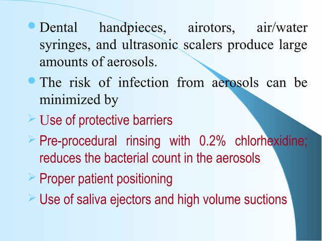 Infection control in dental clinic and management of sterile and ...