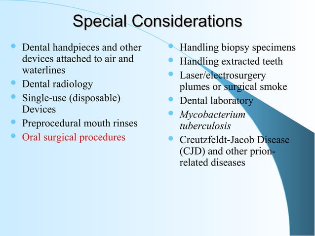 Infection control in dental clinic and management of sterile and ...