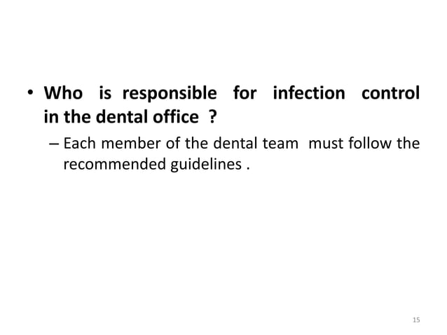 Infection control in dentistry | PPTX | Infectious Diseases | Diseases ...